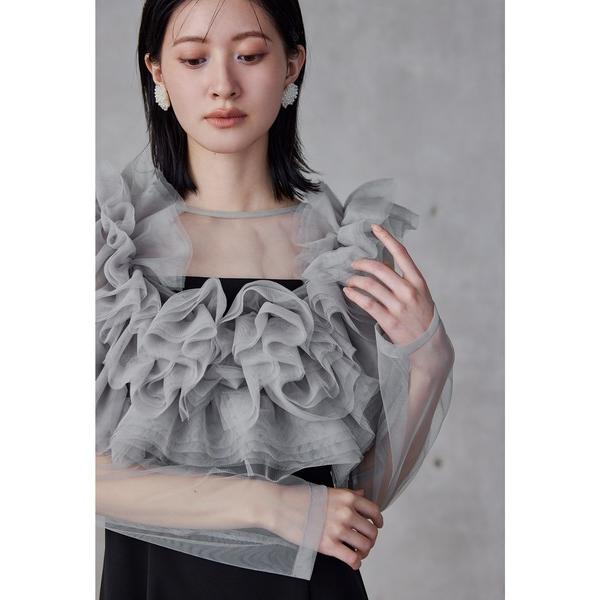 ZOZO問い合わせ番号:102223457ショップ:bflat，ビーフラットブランド:niana，ニアナ，ANDRESD，アンドレスド商品名:ボリュームフリルレイヤードレス 3点セット チュールベスト シアートップス キャミワンピース 結婚...