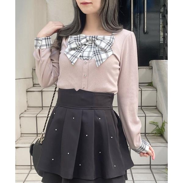 ZOZO問い合わせ番号:102258656ショップ:one way，ワンウェイブランド:abc une face，アーベーセーアンフェイス，one way，ワンウェイ商品名:リボンレイヤードトップスカテゴリ:トップス>Tシャツ/カット...