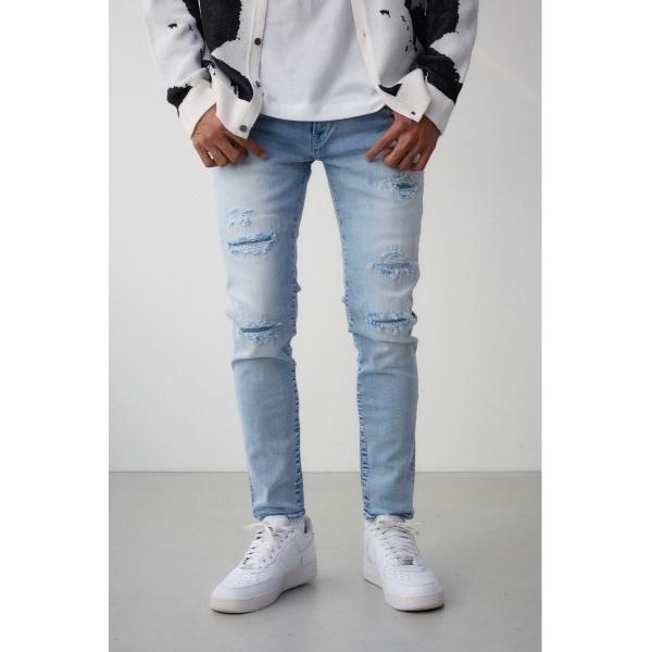 ZOZO問い合わせ番号:102259577ショップ:AZUL BY MOUSSY，アズールバイマウジーブランド:AZUL BY MOUSSY，アズールバイマウジー商品名:AZUL DENIM リペアスキニーカテゴリ:パンツ>デニムパン...