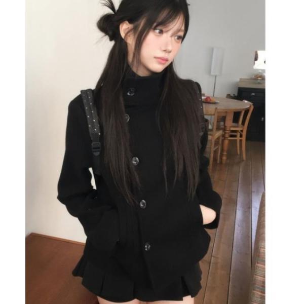 ZOZO問い合わせ番号:102259717ショップ:Ulysses，ユリシスブランド:semplice，センプリチェ商品名:スタンドカラーのシングルバックルの黒いウールのコートカテゴリ:ジャケット/アウター>その他アウターブランド品番...