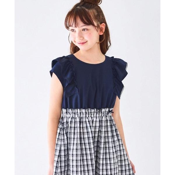 ZOZO問い合わせ番号:102264025ショップ:CHOPIN，ショパンブランド:CHOPIN，ショパン商品名:【速乾、接触冷感】【姉妹でお揃い】モノトーンチェックドッキングワンピース（ジュニアサイズ/140〜160cm）カテゴリ:ワンピ...