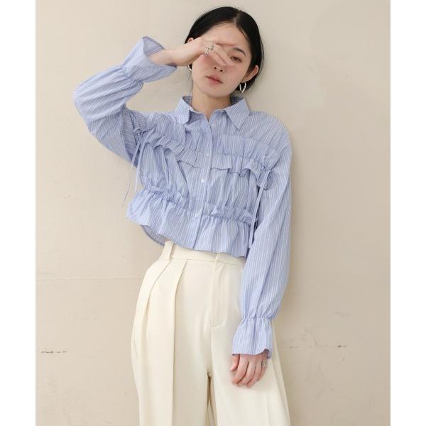 『セール実施中』ZOZO問い合わせ番号:102267934ショップ:Bab，バブブランド:Bab，バブ商品名:シャーリングリボンショートブラウスカテゴリ:トップス>シャツ/ブラウスブランド品番:7613002素材:ポリエステル80%　...