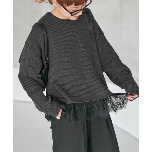 ZOZO問い合わせ番号:102304772ショップ:Spick &amp; Span，スピック アンド スパンブランド:Spick &amp; Span，スピックアンドスパン商品名:《追加》レースドッキング畦ニットプルオーバーカテゴリ:トッ...