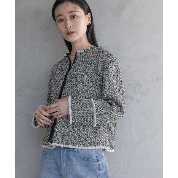 ZOZO問い合わせ番号:102306636ショップ:A part by，アパートバイブランド:A part by，アパートバイ商品名:【Sサイズ展開・セットアップ対応】ツイードノーカラージャケットカテゴリ:ジャケット/アウター>ノーカ...