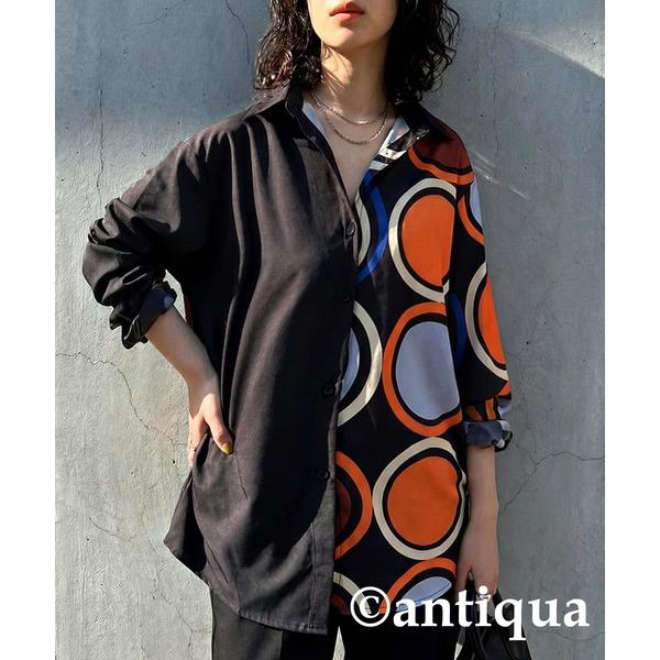 ZOZO問い合わせ番号:102307000ショップ:antiqua，アンティカブランド:antiqua，アンティカ商品名:アート柄 切替シャツカテゴリ:トップス>シャツ/ブラウスブランド品番:ANS-00008素材:表地：ポリエステル...