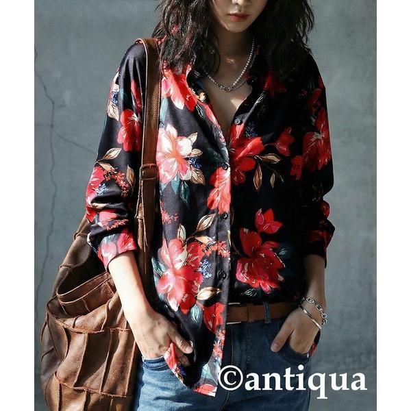 ZOZO問い合わせ番号:102307074ショップ:antiqua，アンティカブランド:antiqua，アンティカ商品名:花柄 レトロ シャツカテゴリ:トップス>シャツ/ブラウスブランド品番:ANS-00005素材:表地：ポリエステル...