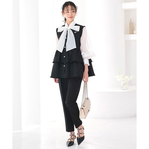 ZOZO問い合わせ番号:102307230ショップ:RUIRUE BOUTIQUE，ルイルエブティックブランド:RUIRUE BOUTIQUE，ルイルエブティック商品名:ストレッチ ｜ ツイード ティアード ペプラム ジレ ＆ テーパードパ...