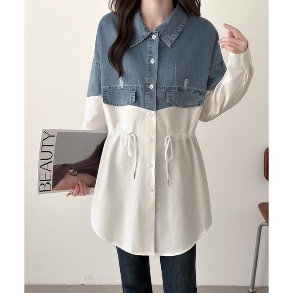 『セール実施中』ZOZO問い合わせ番号:102342898ショップ:ABITOKYO，アビトーキョーブランド:ABITOKYO，アビトーキョー，Diosfront，ディオスフロント商品名:ドロストデニムドッキングオーバーシャツカテゴリ:トッ...