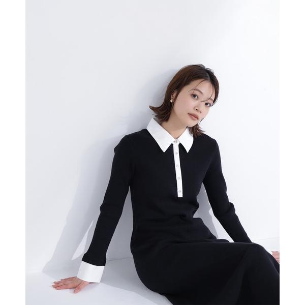 ZOZO問い合わせ番号:102376740ショップ:NATURAL BEAUTY BASIC，ナチュラルビューティーベーシックブランド:NATURAL BEAUTY BASIC，ナチュラルビューティーベーシック商品名:◇襟付きリブニットワン...