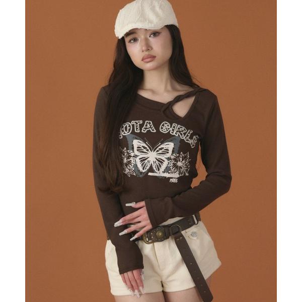 ZOZO問い合わせ番号:102376806ショップ:WEGO，ウィゴーブランド:DISPARK，ディスパーク，WEGO，ウィゴー商品名:DISPARK/【26年春夏新作】バタフライスタッズロゴデザイントップカテゴリ:トップス>Tシャツ...