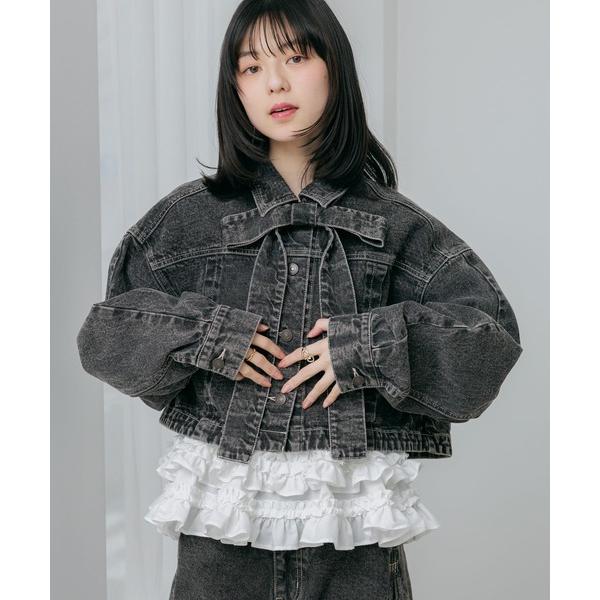 『タイムセール実施中』ZOZO問い合わせ番号:102417483ショップ:Heather，ヘザーブランド:Heather，ヘザー商品名:デニムリボンショートジャケット　647635カテゴリ:ジャケット/アウター>デニムジャケットブラン...