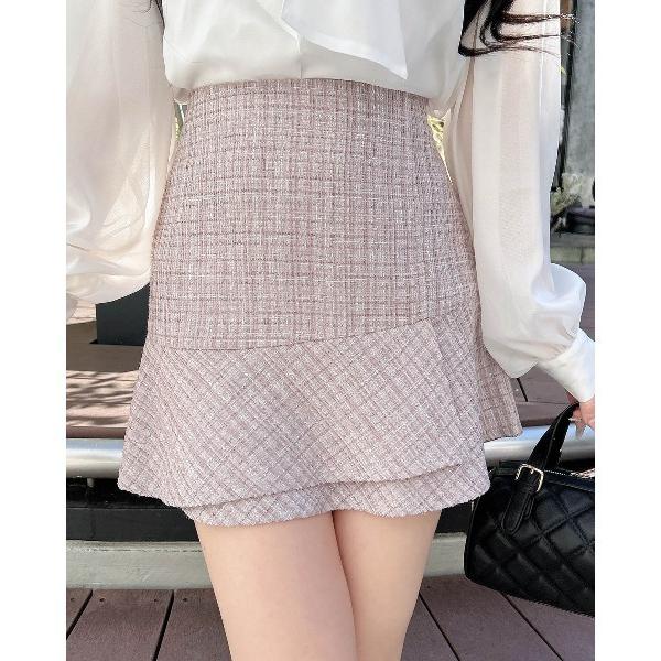 『タイムセール実施中』ZOZO問い合わせ番号:102417636ショップ:INGNI，イングブランド:INGNI，イング商品名:アシメ切替ツイードミニスカパンカテゴリ:スカート>スカートブランド品番:1999-300208素材:表地:...