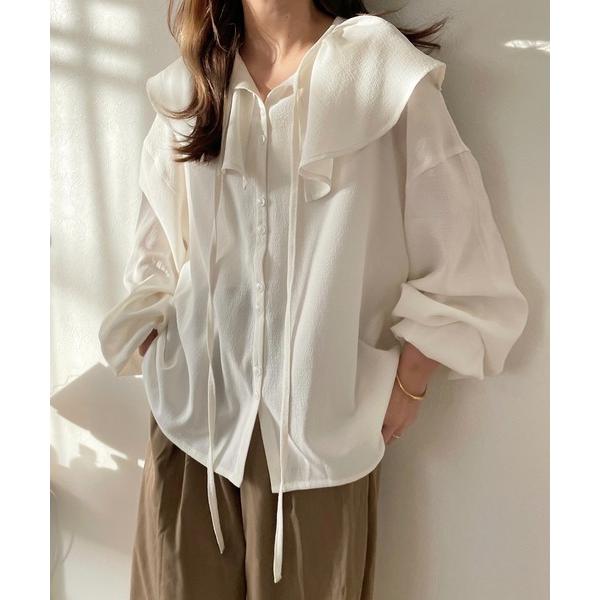 ZOZO問い合わせ番号:102418520ショップ:IF Div.，アイエフディビジョンブランド:INTER FACTORY，インターファクトリー商品名:choco - フリルカラーブラウス made in INTER FACTORYカテゴ...