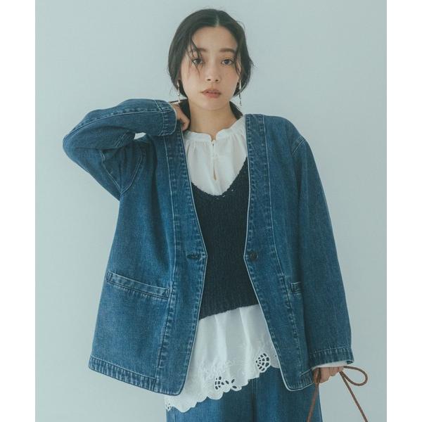 『タイムセール実施中』ZOZO問い合わせ番号:102453042ショップ:studio CLIP，スタディオクリップブランド:studio CLIP，スタディオクリップ商品名:甘織り10オンスデニムノーカラージャケット《CLIP denim...