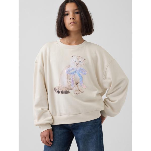 『タイムセール実施中』ZOZO問い合わせ番号:102454093ショップ:GAP，ギャップブランド:GAP，ギャップ商品名:オーバーサイズ ウェッジ フリッピースパンコール グラフィック スウェットシャツ (キッズ)カテゴリ:トップス&gt...