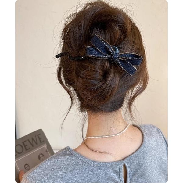 ZOZO問い合わせ番号:102455528ショップ:Bonjour Sagan，ボンジュールサガンブランド:I.O.E，アイオイ商品名:【韓国トレンド】 ソフトデニムリボンヘアアクセカテゴリ:ヘアアクセサリー>バレッタ/ヘアクリップブ...
