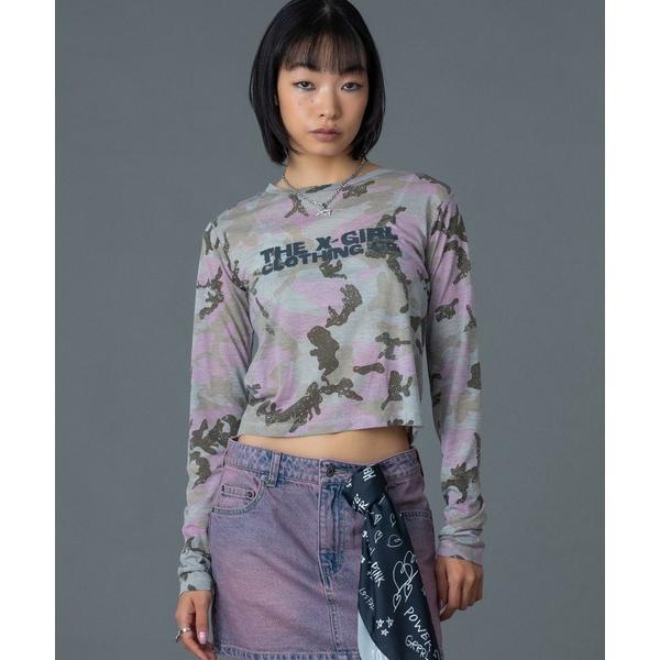 ZOZO問い合わせ番号:102461915ショップ:X-girl，エックスガールブランド:X-girl，エックスガール商品名:FADED CAMO SHEER L/S TOPカテゴリ:トップス>Tシャツ/カットソーブランド品番:105...
