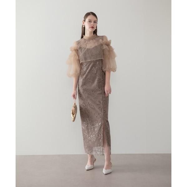 『タイムセール実施中』ZOZO問い合わせ番号:102499812ショップ:Leja，レジャブランド:Leja，レジャ商品名:【LEJA】フリルチュールスパンコールフローラルIラインワンピースドレス2点セット 美脚効果結婚式 パーティードレス...