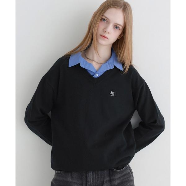 ZOZO問い合わせ番号:102502827ショップ:LILL，リルブランド:LILL，リル商品名:Vネック/クルーネックワンポイントロゴハイゲージコットンミックスニットカテゴリ:トップス>ニット/セーターブランド品番:lin25090...