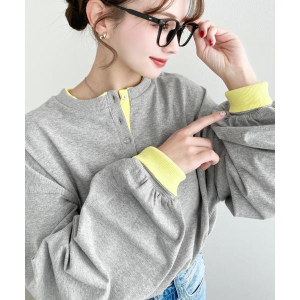 ZOZO問い合わせ番号:102503084ショップ:moment+，モーメントプラスブランド:moment+，モーメントプラス商品名:ヘンリーネックバイカラー配色リブロンTカテゴリ:トップス>Tシャツ/カットソーブランド品番:mt07...