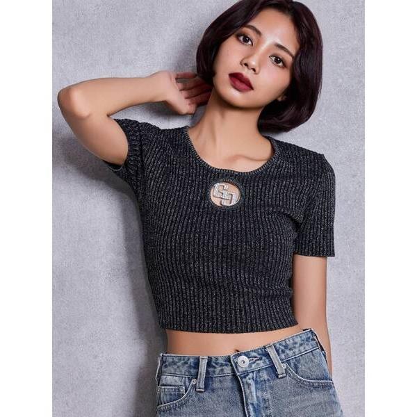 ZOZO問い合わせ番号:102504408ショップ:GYDA，ジェイダブランド:GYDA，ジェイダ商品名:GG bijou MOLDラメニットトップスカテゴリ:トップス>ニット/セーターブランド品番:072622631901素材:レー...