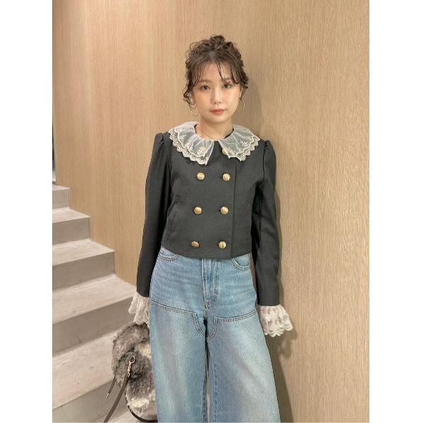 ZOZO問い合わせ番号:102541492ショップ:LILY BROWN，リリー ブラウンブランド:LILY BROWN，リリーブラウン商品名:[L.B CANDY STOCK]スカラップビジューアタッチドジャケットカテゴリ:ジャケット/ア...