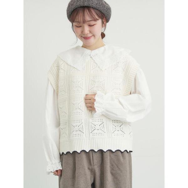 『タイムセール実施中』ZOZO問い合わせ番号:102541926ショップ:Samansa Mos2，サマンサ モスモスブランド:Samansa Mos2，サマンサ モスモス商品名:クロシェ風配色ニットベストカテゴリ:トップス>ベストブ...