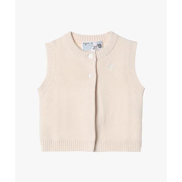 ZOZO問い合わせ番号:102542243ショップ:agnes b.，アニエスベーブランド:agnes b.，アニエスベー商品名:ベビー ”b.” ロゴ コットン ノースリーブ ニット ベストカテゴリ:トップス>ベストブランド品番:B...