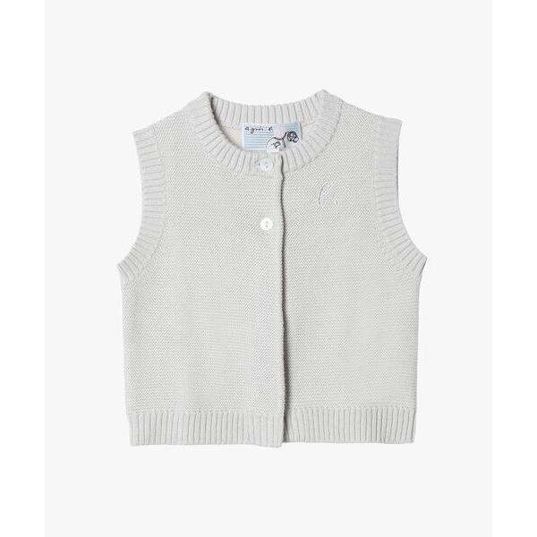 ZOZO問い合わせ番号:102542244ショップ:agnes b.，アニエスベーブランド:agnes b.，アニエスベー商品名:ベビー ”b.” ロゴ コットン ノースリーブ ニット ベストカテゴリ:トップス>ベストブランド品番:B...