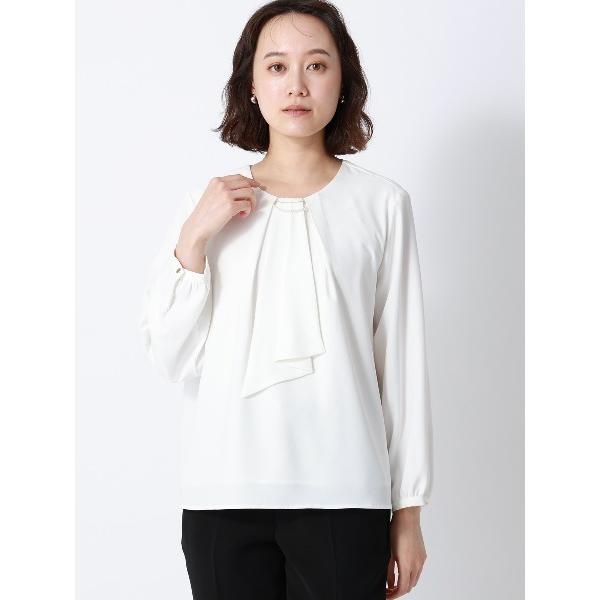 ZOZO問い合わせ番号:102542809ショップ:SUIT SQUARE，スーツスクエアブランド:SUIT SQUARE，スーツスクエア商品名:ラウンドネックブラウス 8分袖 ウォッシャブル NIR＋UVカット 無地 メタルパーツカテゴリ...