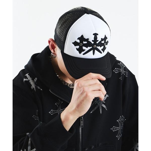 ZOZO問い合わせ番号:102542917ショップ:SUPPLIER，サプライヤーブランド:UNKNOWN LONDON，アンノウン・ロンドン商品名:メッシュキャップ｜Dagger Cross Leather Patch Mash Cap｜...