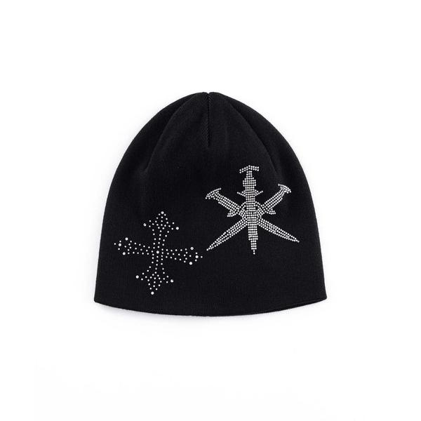 『タイムセール実施中』ZOZO問い合わせ番号:102542925ショップ:SUPPLIER，サプライヤーブランド:UNKNOWN LONDON，アンノウン・ロンドン商品名:ビーニー｜Dagger Cross Rhinestone Beani...