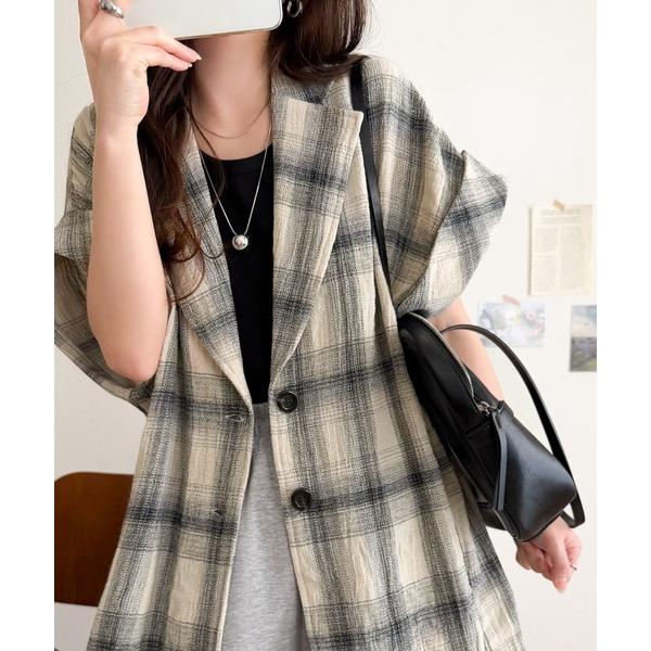 『タイムセール実施中』ZOZO問い合わせ番号:102543077ショップ:Classical Elf，クラシカルエルフブランド:classicalelf，クラシカルエルフ商品名:軽やかに羽織れて大人カジュアル映え。パナマ風チェック半袖ジャケ...