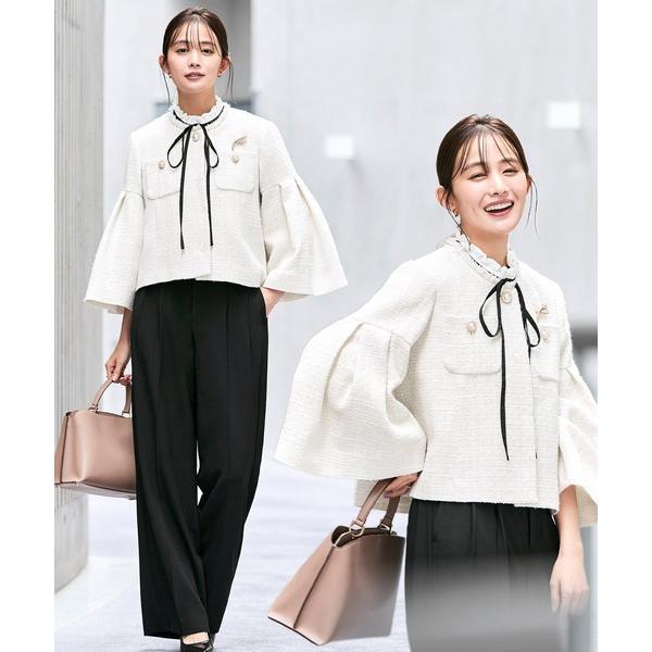 『タイムセール実施中』ZOZO問い合わせ番号:102544139ショップ:RUIRUE BOUTIQUE，ルイルエブティックブランド:RUIRUE BOUTIQUE，ルイルエブティック商品名:ストレッチ ｜ ノーカラー ショート フレア ジ...