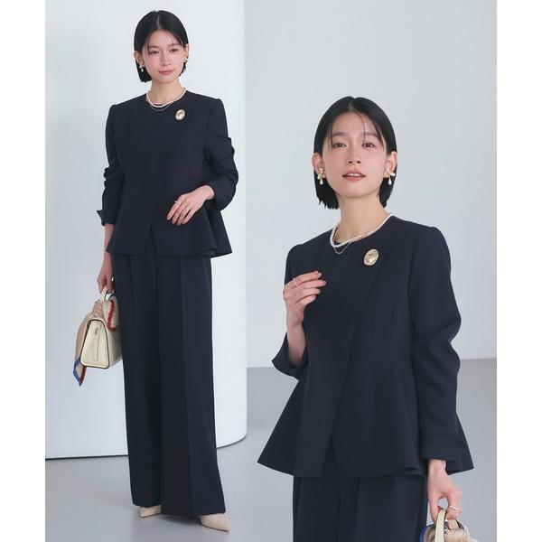 ZOZO問い合わせ番号:102544142ショップ:RUIRUE BOUTIQUE，ルイルエブティックブランド:RUIRUE BOUTIQUE，ルイルエブティック商品名:ノーカラー ラップ ペプラム ワイドパンツ スーツ ｜ セットアップ・...