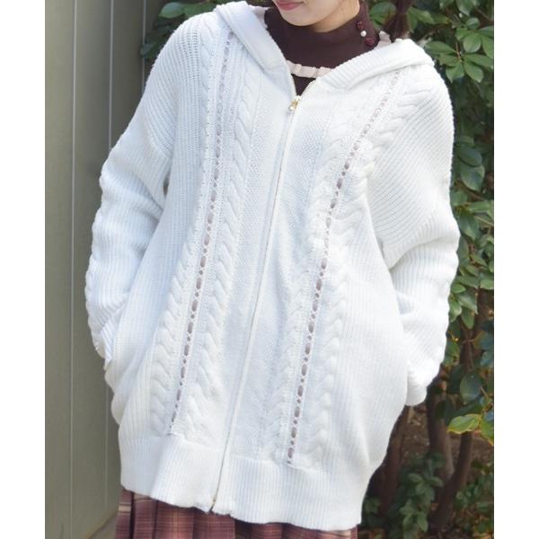 『セール実施中』ZOZO問い合わせ番号:102584828ショップ:axes femme，アクシーズファムブランド:axes femme，アクシーズファム商品名:はしごレースニットパーカーカテゴリ:トップス>カーディガン/ボレロブラン...