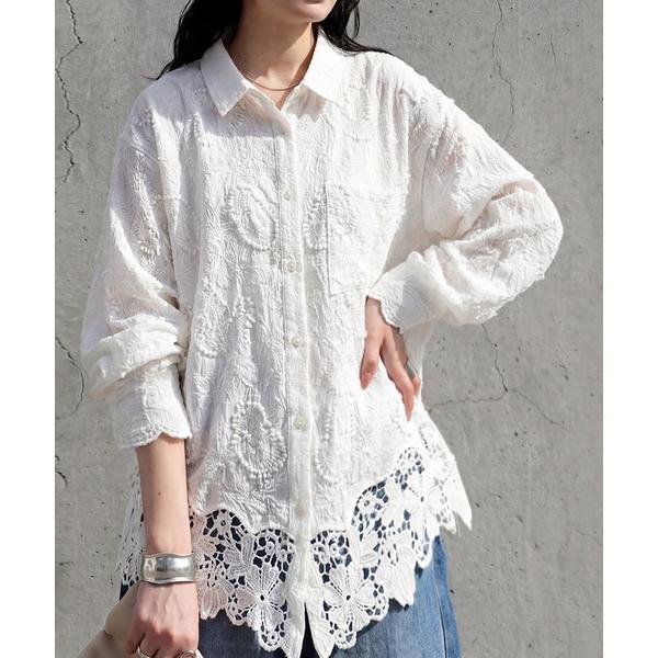 ZOZO問い合わせ番号:102585976ショップ:antiqua，アンティカブランド:antiqua，アンティカ商品名:刺繍 レース 長袖 綿100 ブラウスカテゴリ:トップス>シャツ/ブラウスブランド品番:ANS-00031素材:...