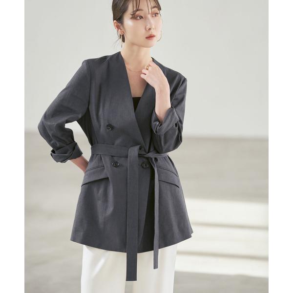 ZOZO問い合わせ番号:102590135ショップ:Spick &amp; Span，スピック アンド スパンブランド:NOBLE，ノーブル商品名:《セットアップ対応》麻ストレッチVカラージャケットカテゴリ:ジャケット/アウター>ノー...