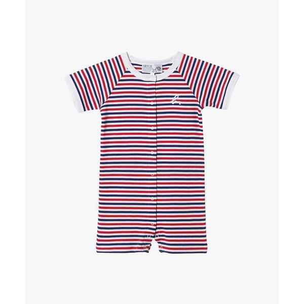 ※このアイテムは返品・交換対象外商品です。ZOZO問い合わせ番号:102625927ショップ:agnes b.，アニエスベーブランド:agnes b.，アニエスベー商品名:ベビー ”b.”ロゴ 刺繍 トリコロールボーダー コットン 半袖 ロ...