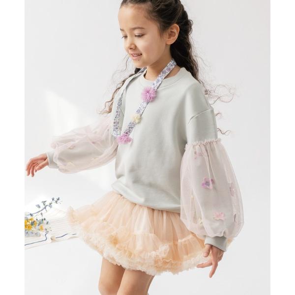 ZOZO問い合わせ番号:102626108ショップ:panpantutu，パンパンチュチュブランド:panpantutu，パンパンチュチュ商品名:お花とリボンのバルーンスリーブスウェットカテゴリ:トップス>スウェットブランド品番:11...