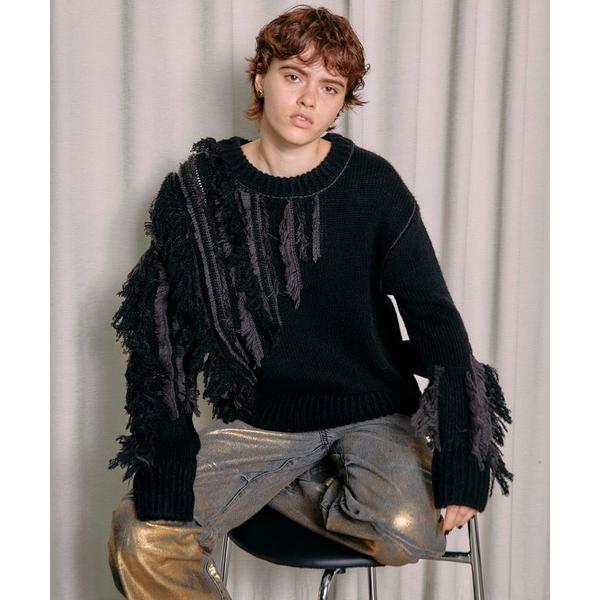 『タイムセール実施中』参考価格：18，920円発売時期：2023年10月コンディション：C（やや使用感あり）使用感があり、やや気になる傷や汚れがあるアイテム袖口：毛玉参考商品名：Random Cut Fringe Knit/ランダムカットフ...