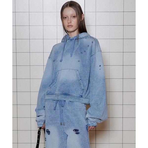 『タイムセール実施中』参考価格：16，940円発売時期：2024年01月コンディション：A（使用感なし）数回使用した程度で使用感が感じられないアイテム参考商品名：Denim-like Distressed Hoodie/デニムライクダメージ...