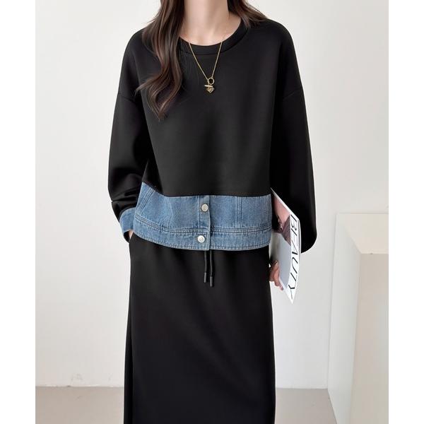 ZOZO問い合わせ番号:102696597ショップ:emi+，エミプラスブランド:emi+，エミプラス商品名:デニムドッキングダンボールプルオーバーセットアップカテゴリ:ジャケット/アウター>セットアップブランド品番:261D004E...