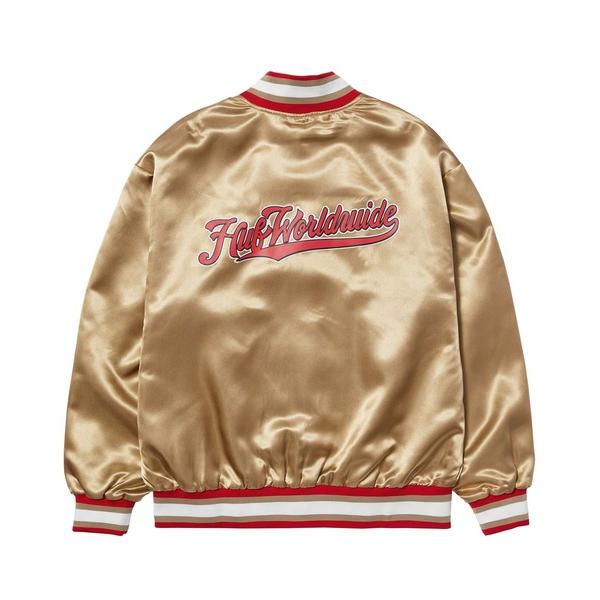 参考価格：19，800円発売時期：2023年11月コンディション：B（目立つ使用感なし）使用感が少ない、または気にならないアイテム袖口・すそ周り：汚れ参考商品名：CRACKERJACK SATIN BASEBALL JACKET / HUF...