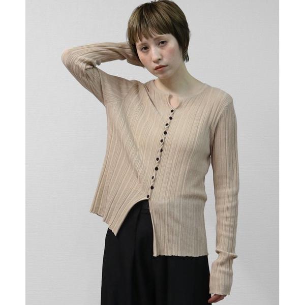 ZOZO問い合わせ番号:102825944ショップ:Auntie Rosa，アンティローザブランド:THE CELL.，ザセルドット商品名:アシンメトリーボタンキーネックリブカーディガン　ASYMMETRIC BUTTON KEYNECK ...