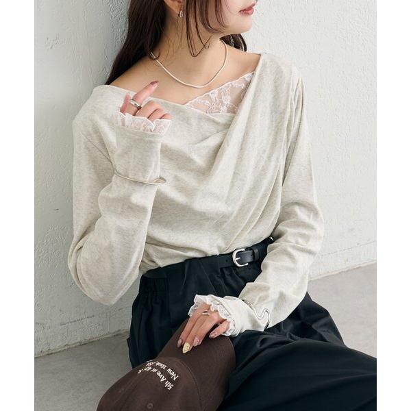 『タイムセール実施中』ZOZO問い合わせ番号:102861198ショップ:mystic，ミスティックブランド:mystic，ミスティック商品名:【4色展開 / 一枚で決まる】レースドッキングオフショルロンTカテゴリ:トップス>Tシャツ...