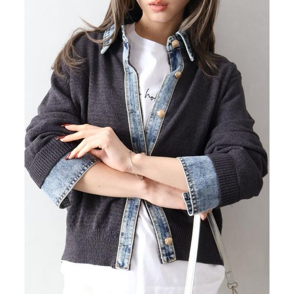 『タイムセール実施中』ZOZO問い合わせ番号:102896606ショップ:SpRay，スプレイブランド:SpRay，スプレイ商品名:デニム切替レイヤード風カーディガン／韓国ファッション／春コーデ対応カテゴリ:トップス>カーディガン/ボ...