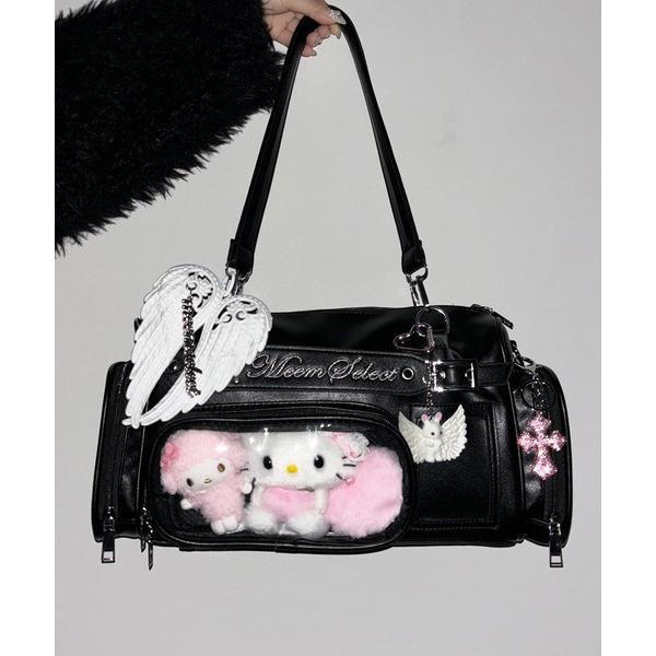 『タイムセール実施中』ZOZO問い合わせ番号:102967248ショップ:me+em select，ミームセレクトブランド:me+em select，ミームセレクト商品名:【 ２color 】クリアポケット付きレタリング刺繍ショルダーバッグ...