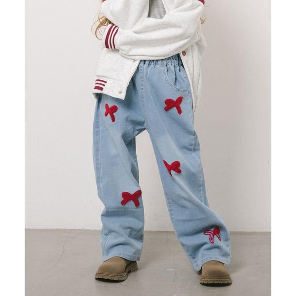 ZOZO問い合わせ番号:102967340ショップ:moredays store，モアデイズ・ストアブランド:URBAN CHERRY，アーバンチェリー商品名:立体リボンプリントルーズデニムカテゴリ:パンツ>デニムパンツブランド品番:...