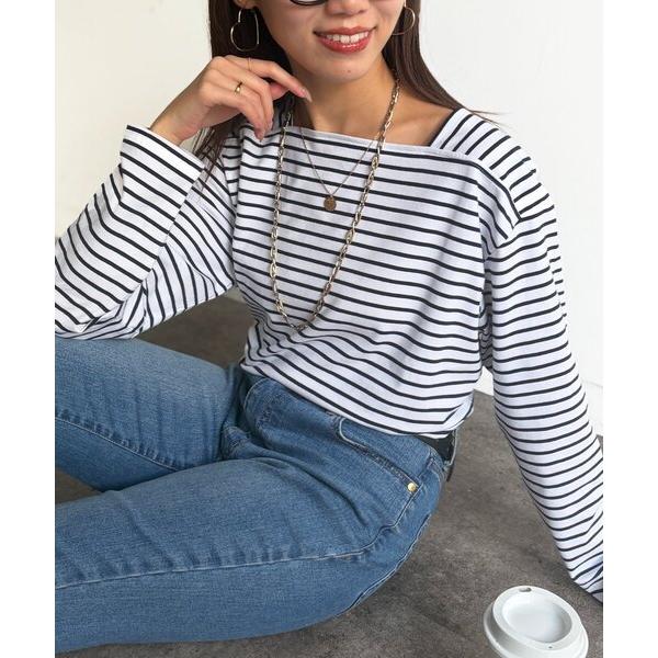 ZOZO問い合わせ番号:102967512ショップ:Chez toi，シェトワブランド:Chez toi，シェトワ商品名:スクエアボーダーカットソーカテゴリ:トップス>Tシャツ/カットソーブランド品番:PGC1061206A0004素...